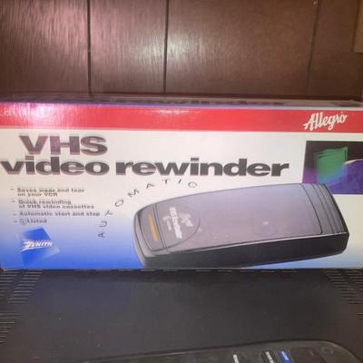 ZENITH VCR , VHS STORAGE RACK, AND VIDEO REWINDER | EstateSales.org