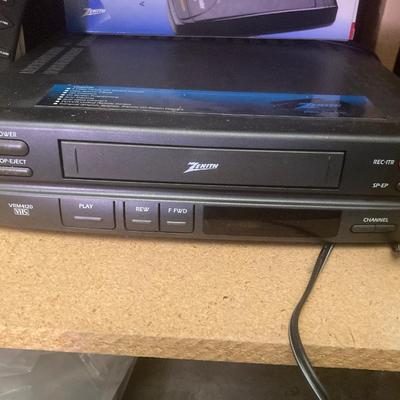ZENITH VCR , VHS STORAGE RACK, AND VIDEO REWINDER | EstateSales.org