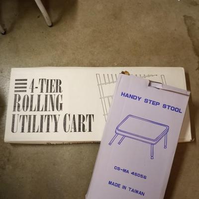 NEW 4-TIER ROLLING UTILITY CART AND HANDY STEP STOOL | EstateSales.org