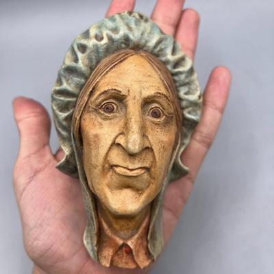 Vintage Bossons Chalkware Wall Hanger Head Betsy Trotwood Woman England ...