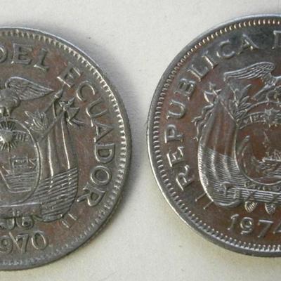 REPUBLICA DEL ECUADOR 1970 & 1974 UN SUCRE Coins. | EstateSales.org