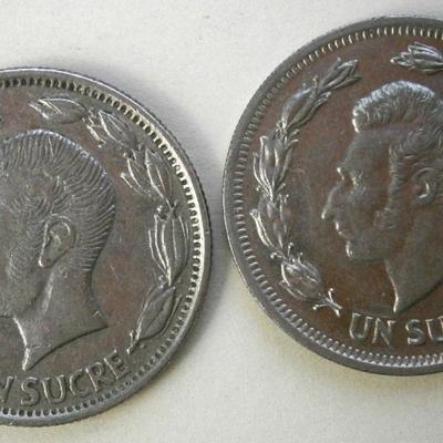 REPUBLICA DEL ECUADOR 1970 & 1974 UN SUCRE Coins. | EstateSales.org