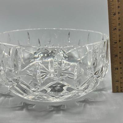 Vintage Simple Diamond Pattern Cut Crystal Glass Serving Console Bowl ...