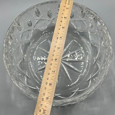 Vintage Simple Diamond Pattern Cut Crystal Glass Serving Console Bowl ...