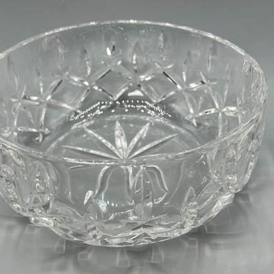 Vintage Simple Diamond Pattern Cut Crystal Glass Serving Console Bowl ...