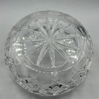 Vintage Simple Diamond Pattern Cut Crystal Glass Serving Console Bowl ...