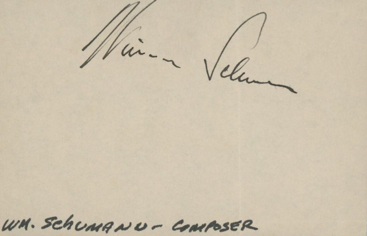 Composer William Schumann signature cut | EstateSales.org