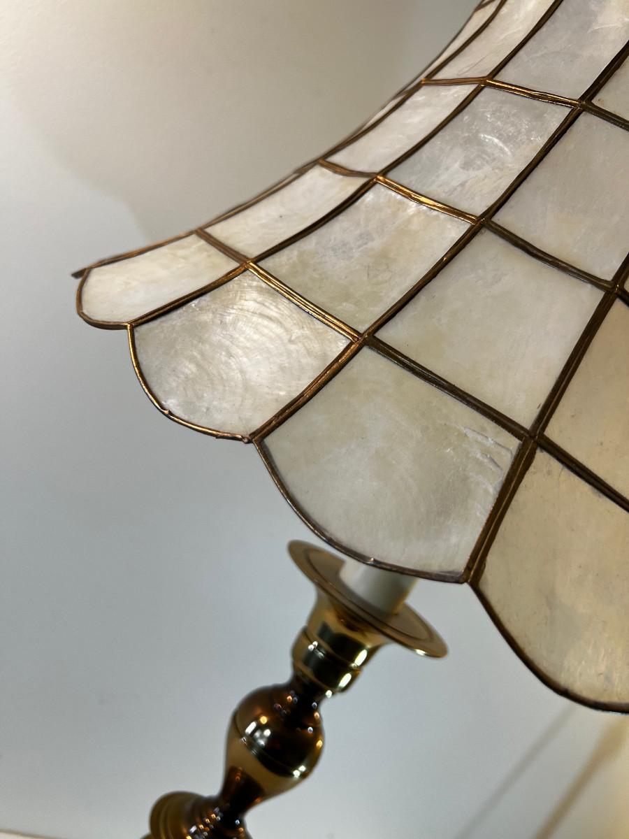 Faux Tortoise Shell Lamp Shade Brass