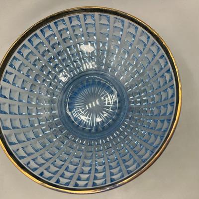 Vintage Mid Century Colorful Blue Crystal Glass Square Diamond Pattern ...