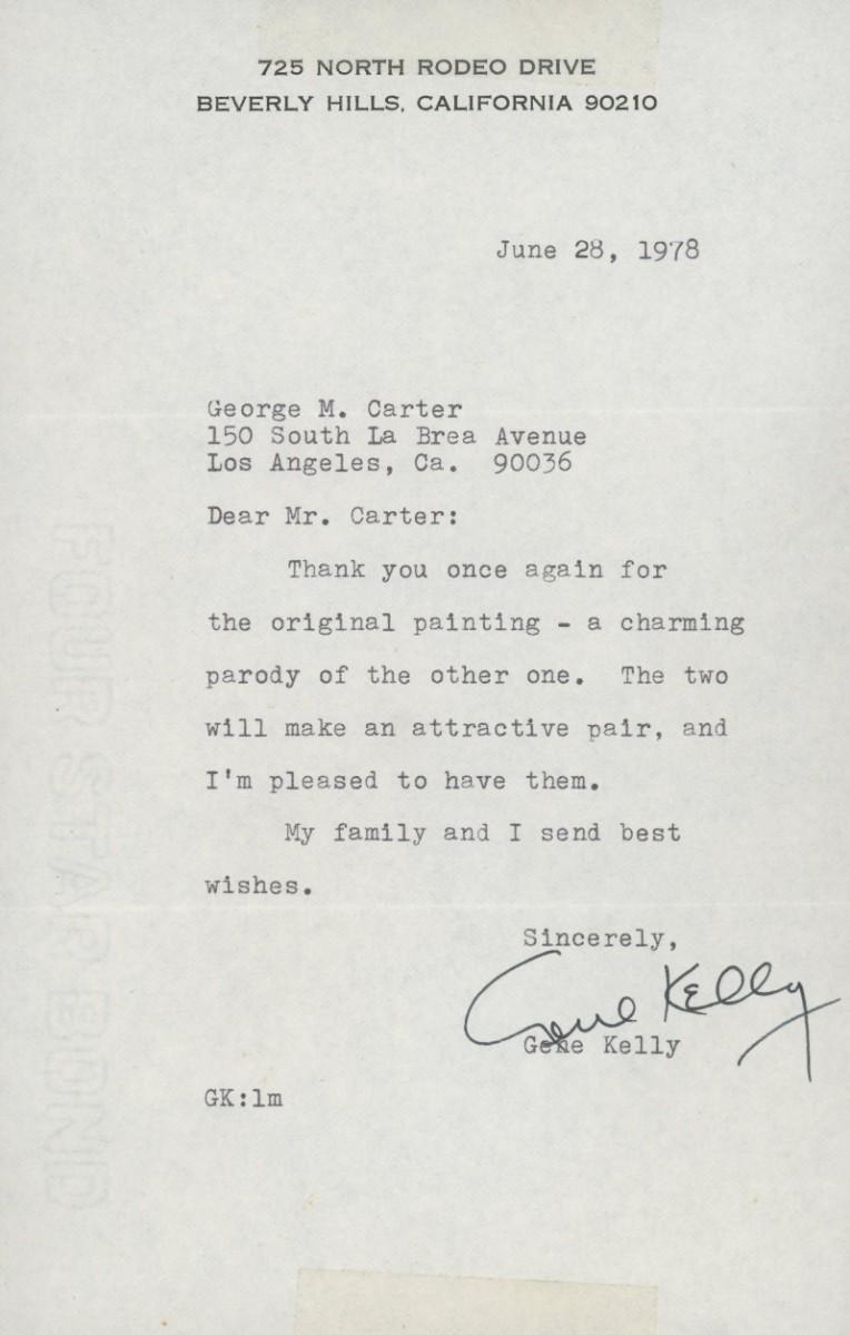 Gene Kelly signed letter | EstateSales.org