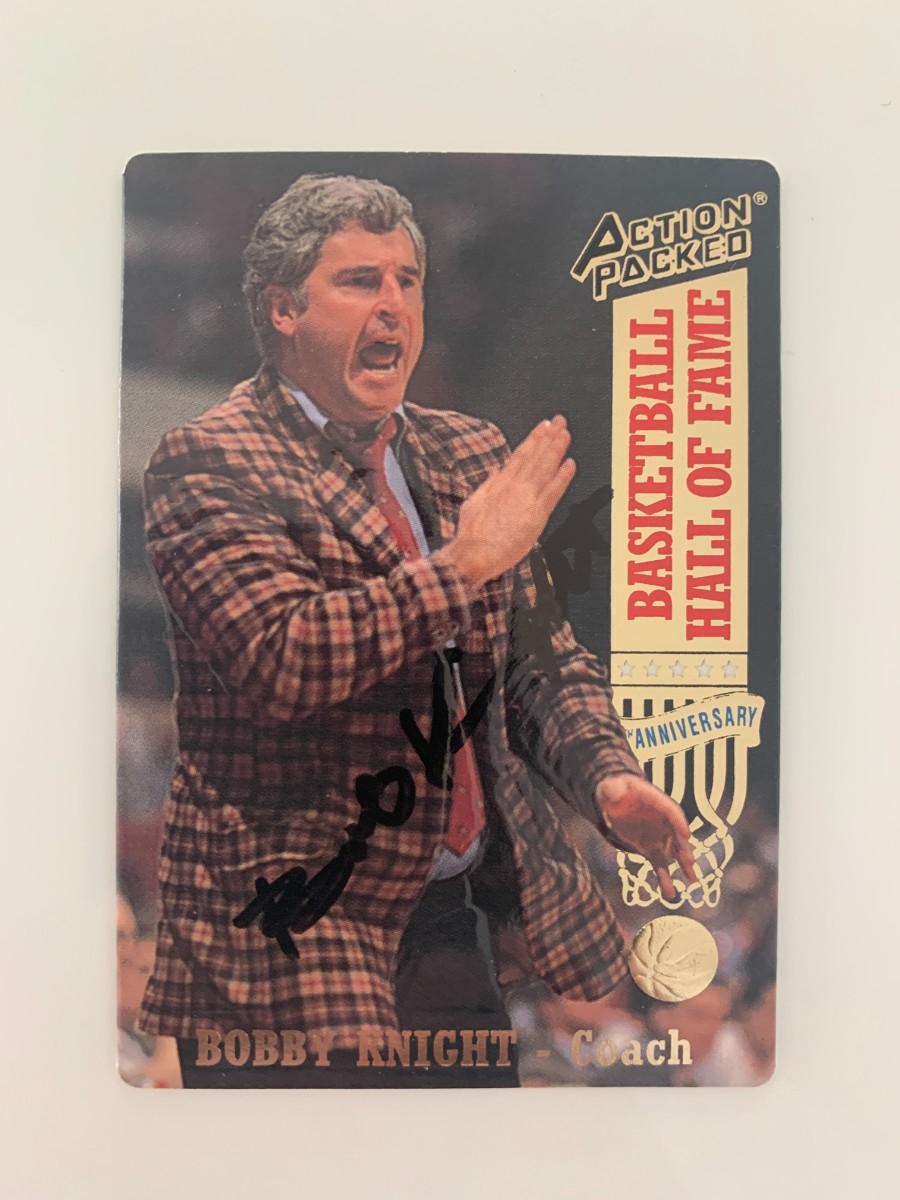 Bobby Knight signed basketball card | EstateSales.org