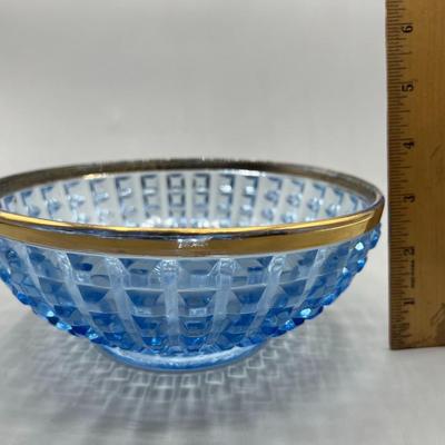 Vintage Mid Century Colorful Blue Crystal Glass Square Diamond Pattern ...