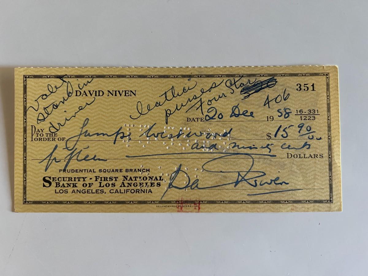 David Niven signed check | EstateSales.org