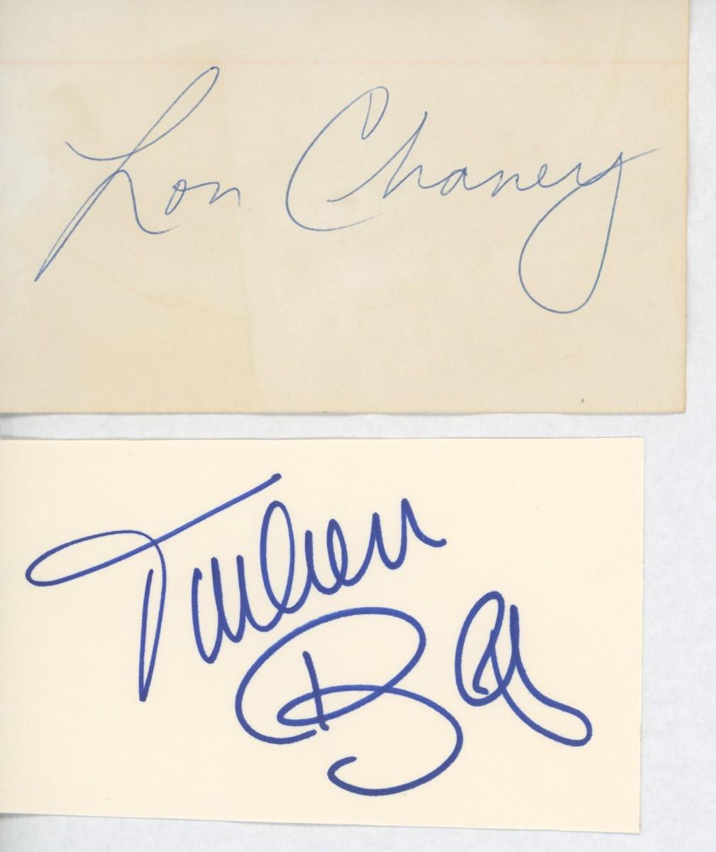 Lon Chaney Jr. and Turhan Bey signature cut | EstateSales.org