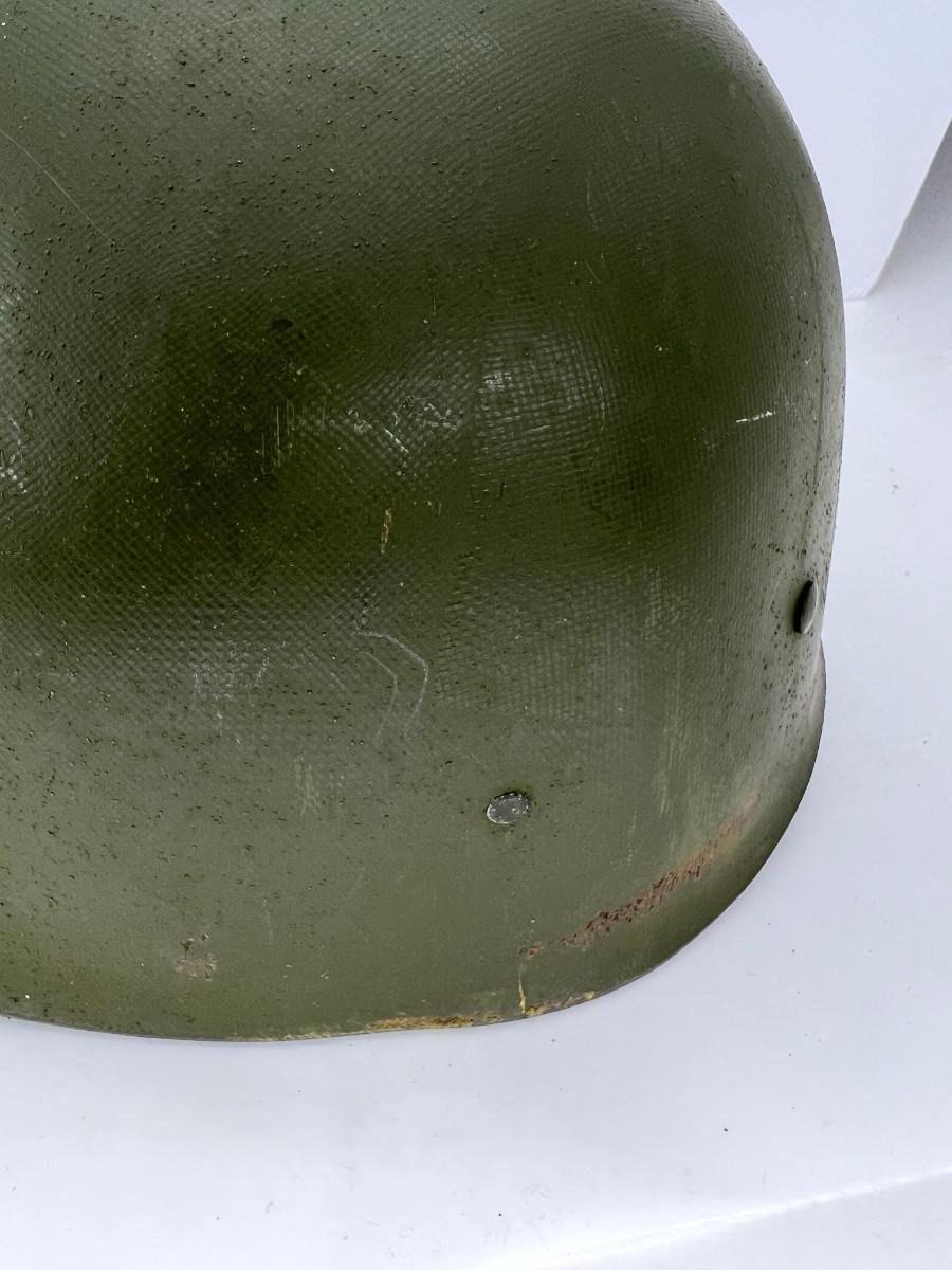 Original 1970s US Army Military M1 Steel Helmet Liner 8" high marked no ...