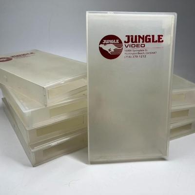 Lot of VHS Movie Rental Store Jungle Video Cases | EstateSales.org