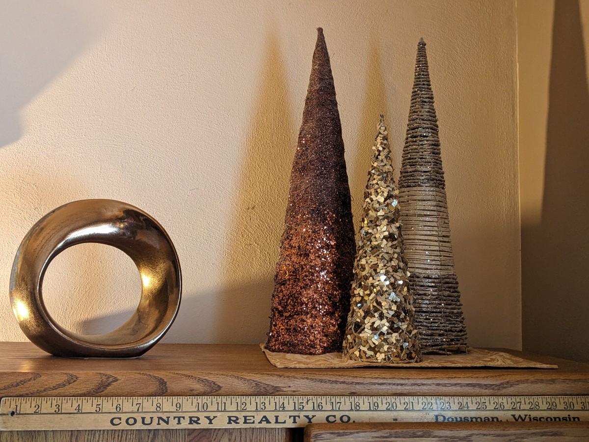 4 Piece Table Top Gold Tone Decor, 3 trees | EstateSales.org