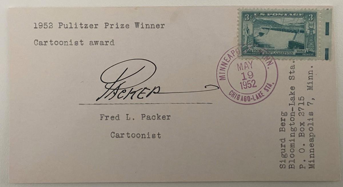 Cartoonist Fred L. Packer signed envelope | EstateSales.org