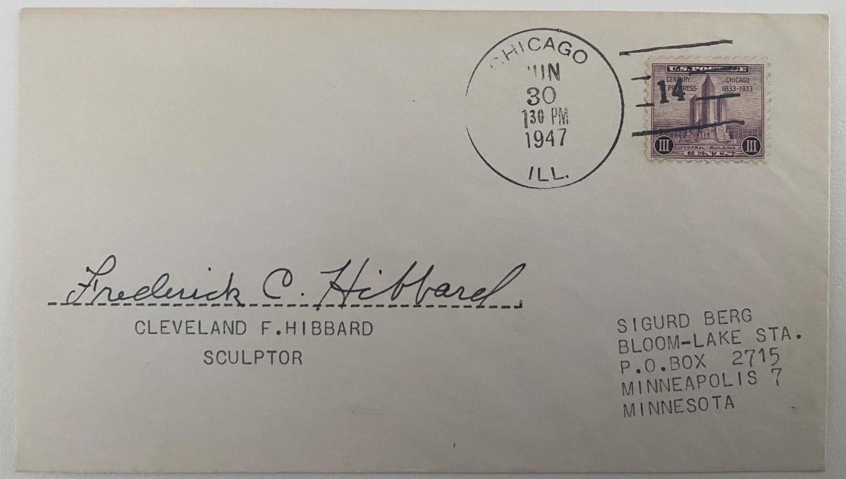 Sculptor Frederick Hibbard signed envelope | EstateSales.org