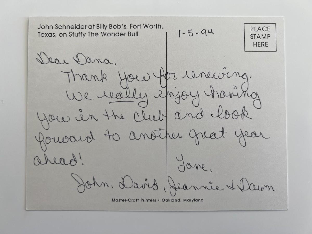 John Schneider signed post card | EstateSales.org