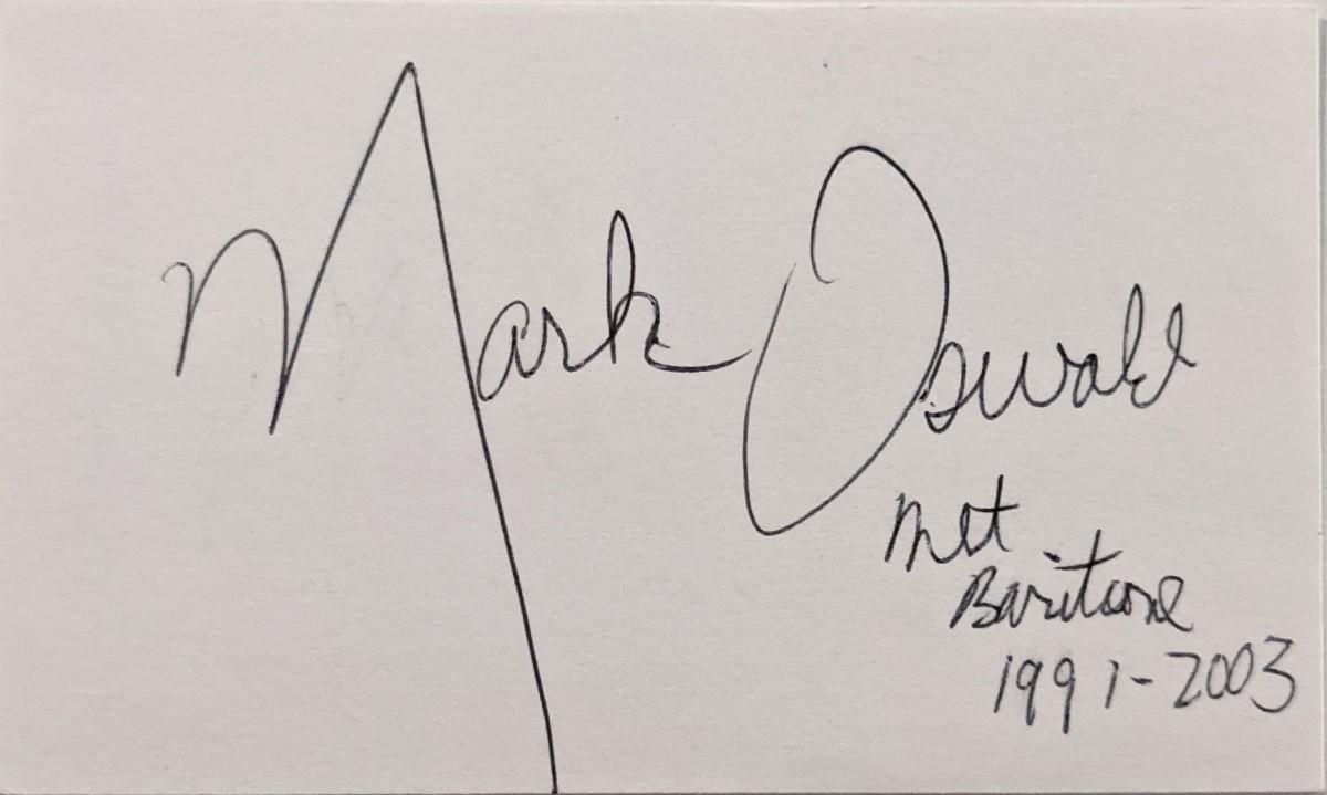 Met Baritone Mark Oswald original signature | EstateSales.org