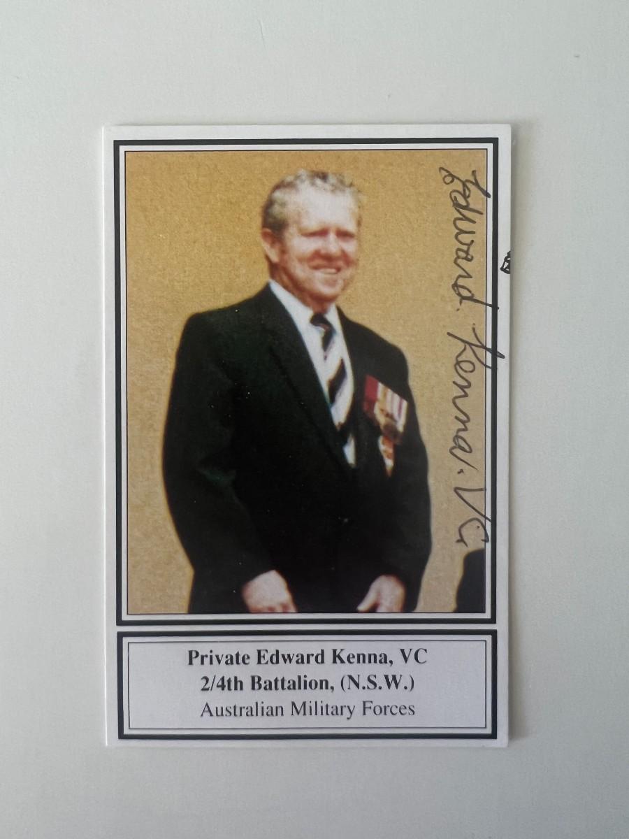 Private Edward Kenna, VC signed card | EstateSales.org