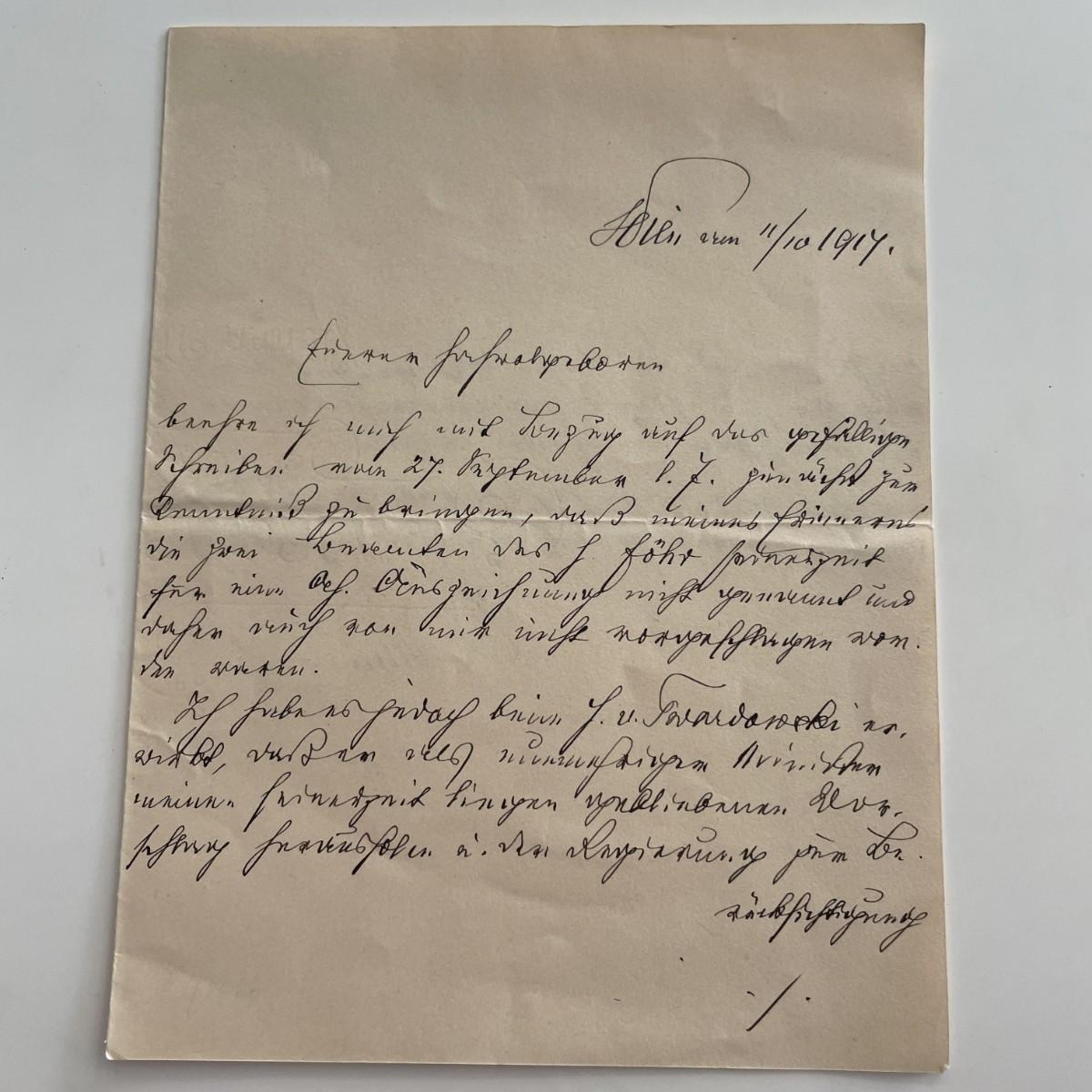 1917 Historical letter | EstateSales.org
