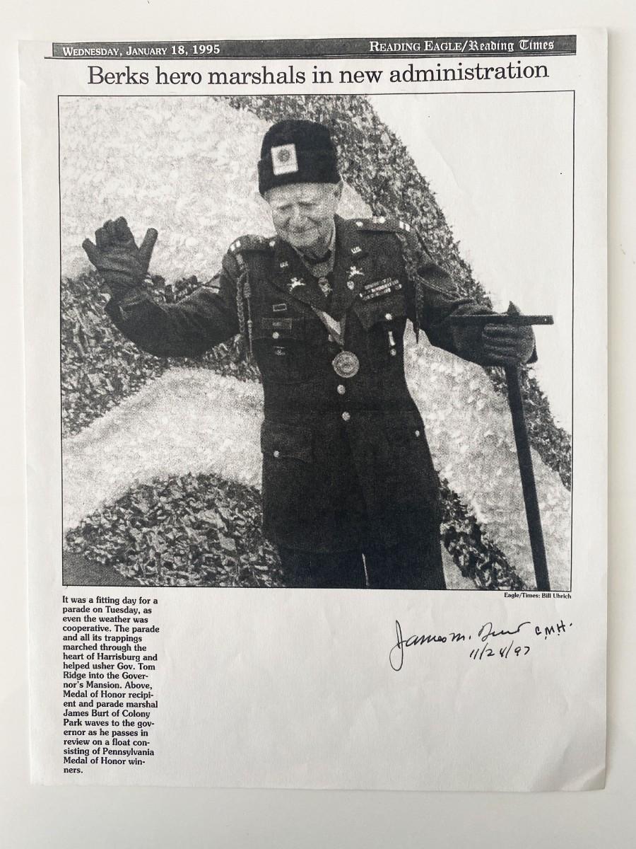 Medal of Honor Recipient James M. Burt signed photo | EstateSales.org