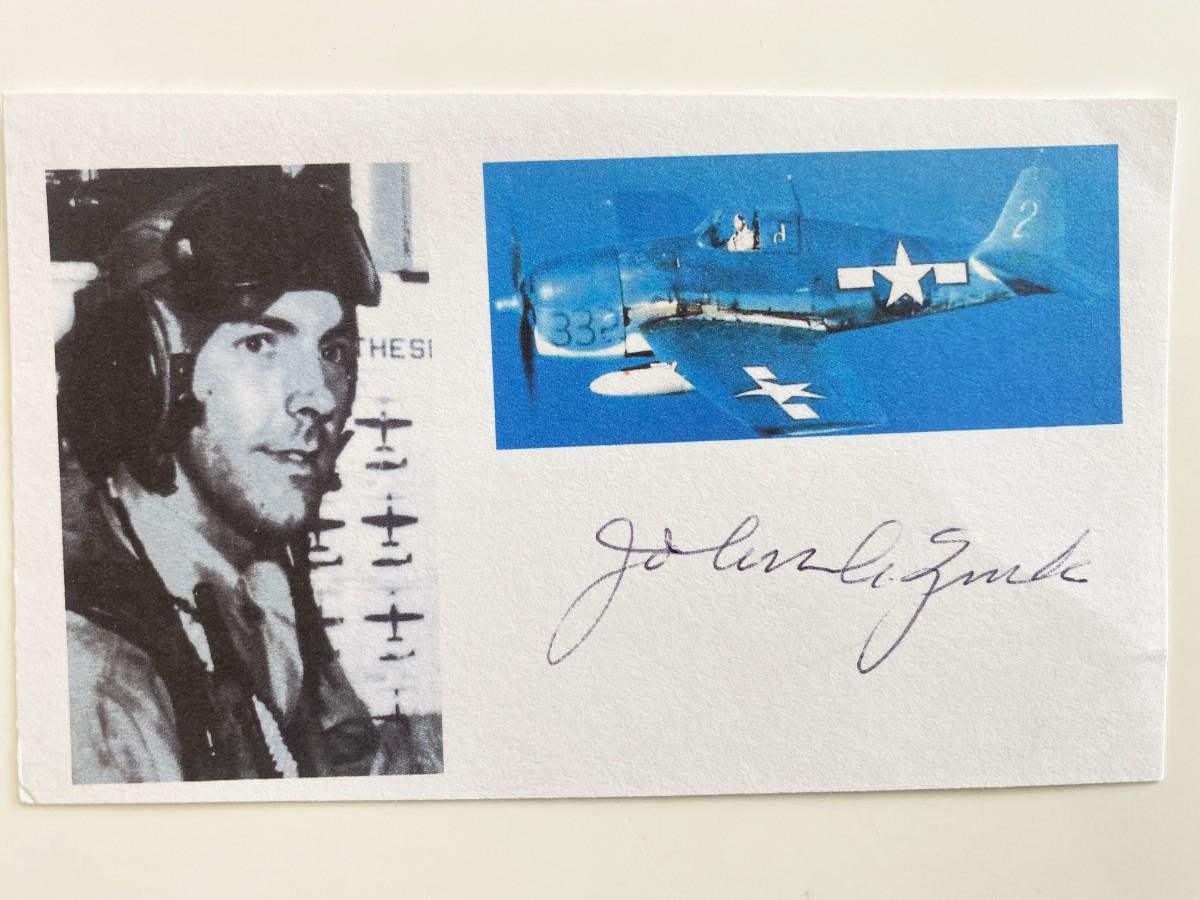 WWII Ace John Zink Signed Photo Card | EstateSales.org