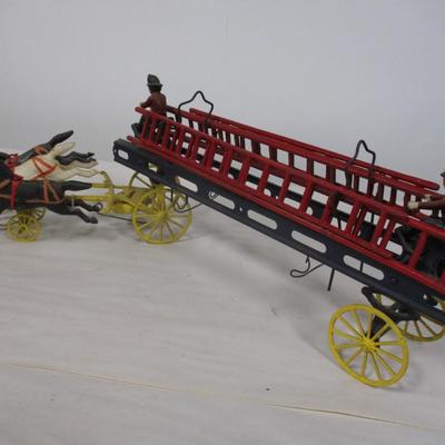 Vintage Wilkins Cast Iron Triple Horse Team Ladder Wagon with Ladders ...