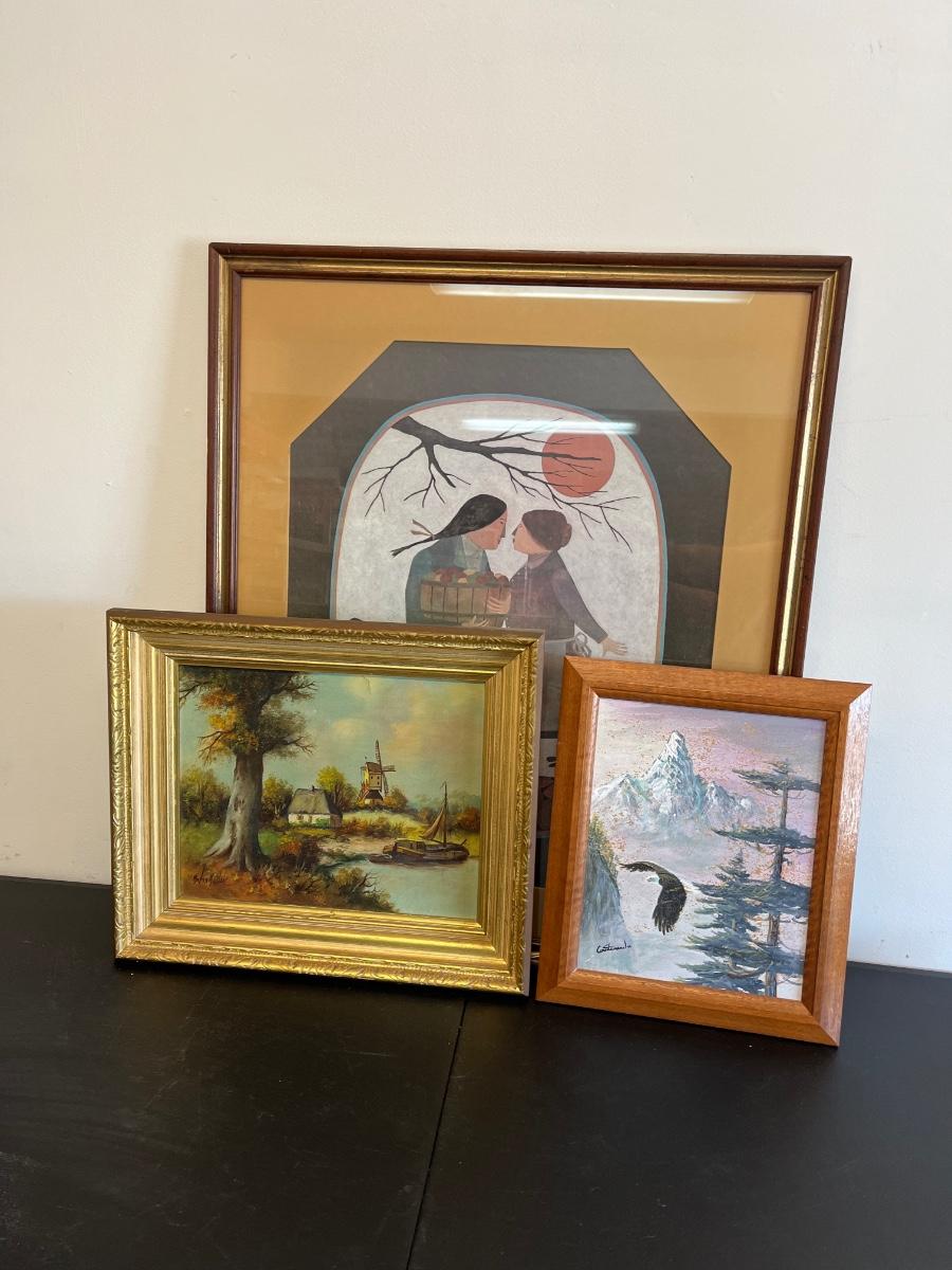 LOT 49: Framed "Bushel And A Peck" Print by R. Davey + Two Signed Oil ...