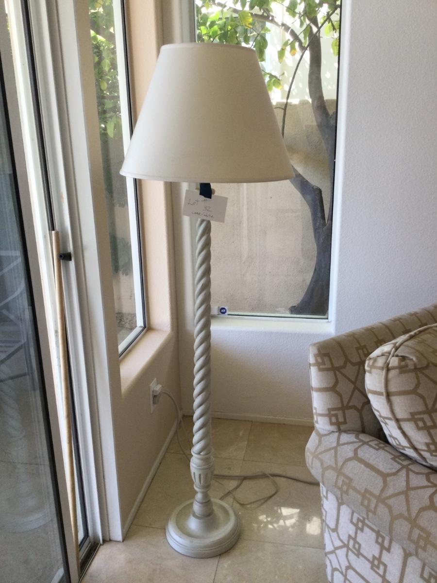Tall White standing Lamp Twisted Base | EstateSales.org