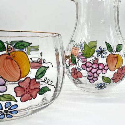 FIFTH AVENUE ~ Pair (2) ~ Romanian Crystal Glass ~ 22K Rimmed Fruit ...