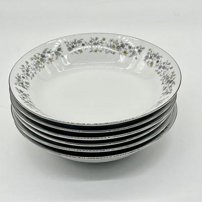DYNASTY ~ 5-Piece Service For 6 ~ Silver Rimmed Dinnerware Set ...