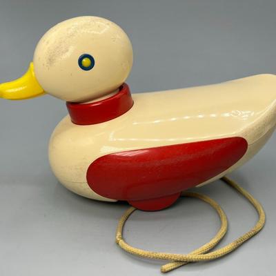 Vintage Pull Toy by Ambi Toys Holland hard plastic quacking waddling ...
