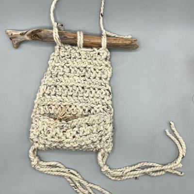 Vintage Rustic Handmade Crochet Hanging Pouch Tassels Boho Hippie ...
