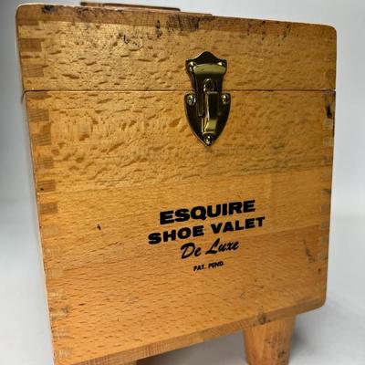 Vintage Esquire Shoe Valet De Luxe Wooden Shoe Shine Box with Shoe ...