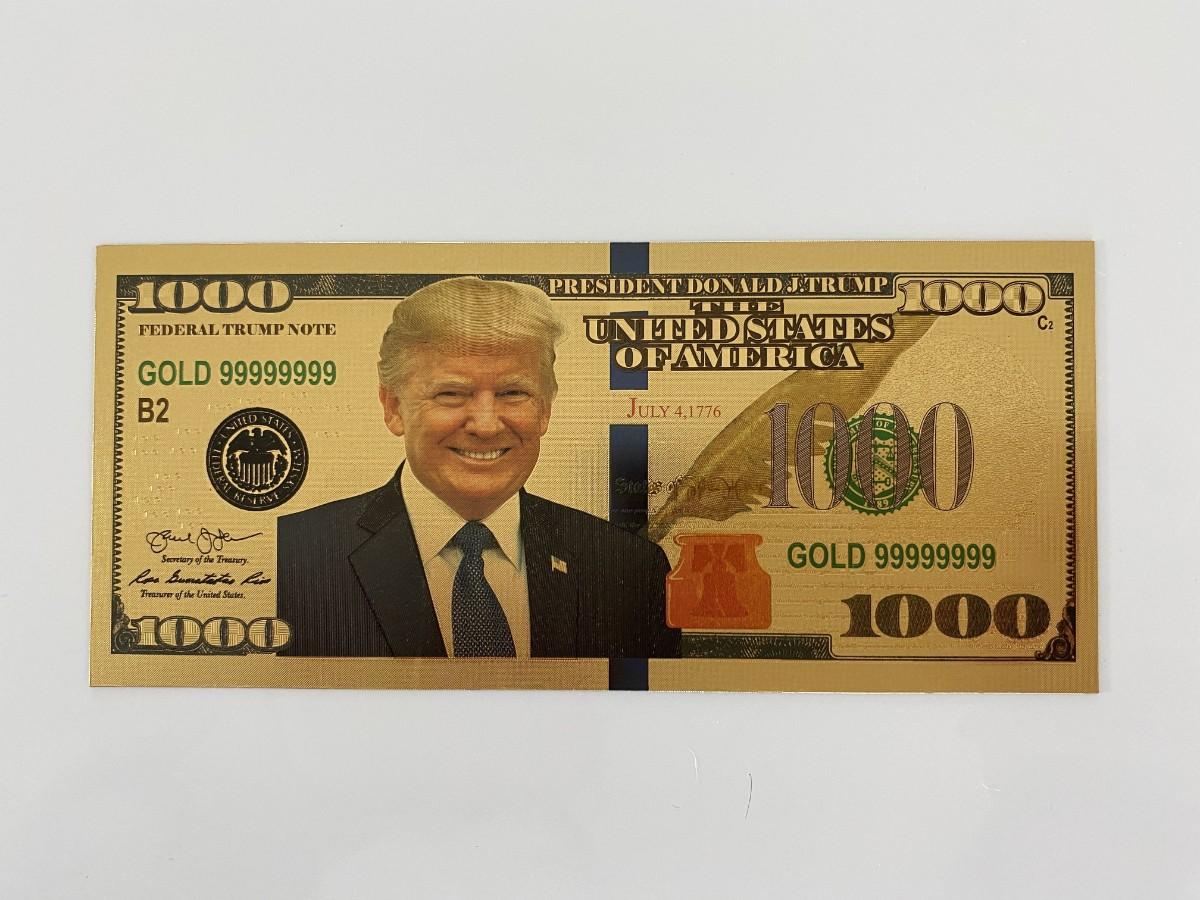 Donald Trump gold plated $1,000 bill | EstateSales.org