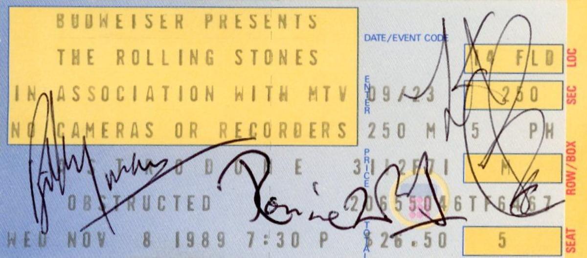 Rolling Stones signed concert tickets | EstateSales.org