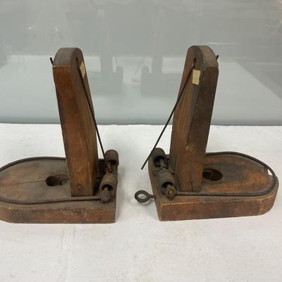 Pair of Antique Tombstone Style Mouse Rat Rodent Animal Spring Loaded ...