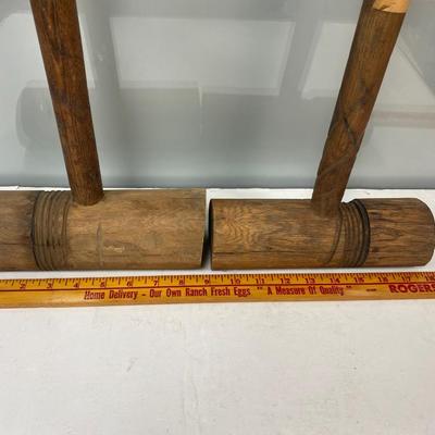 Pair of Primitive Antique Wood Sailor's Seizing Mallets | EstateSales.org
