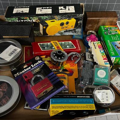 Box O Stuff: Locks, Fidget Spinners, Radio | EstateSales.org