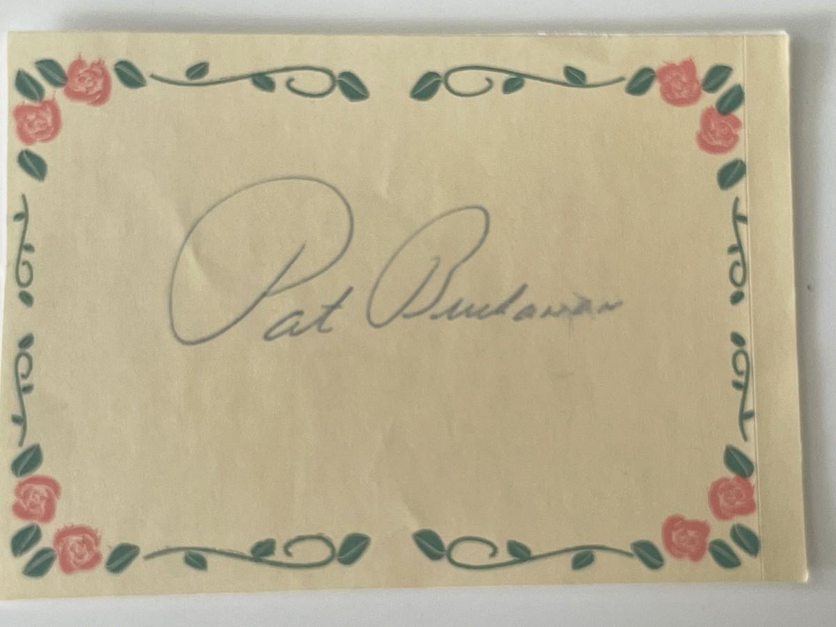 Politician Pat Buchanan autograph note | EstateSales.org