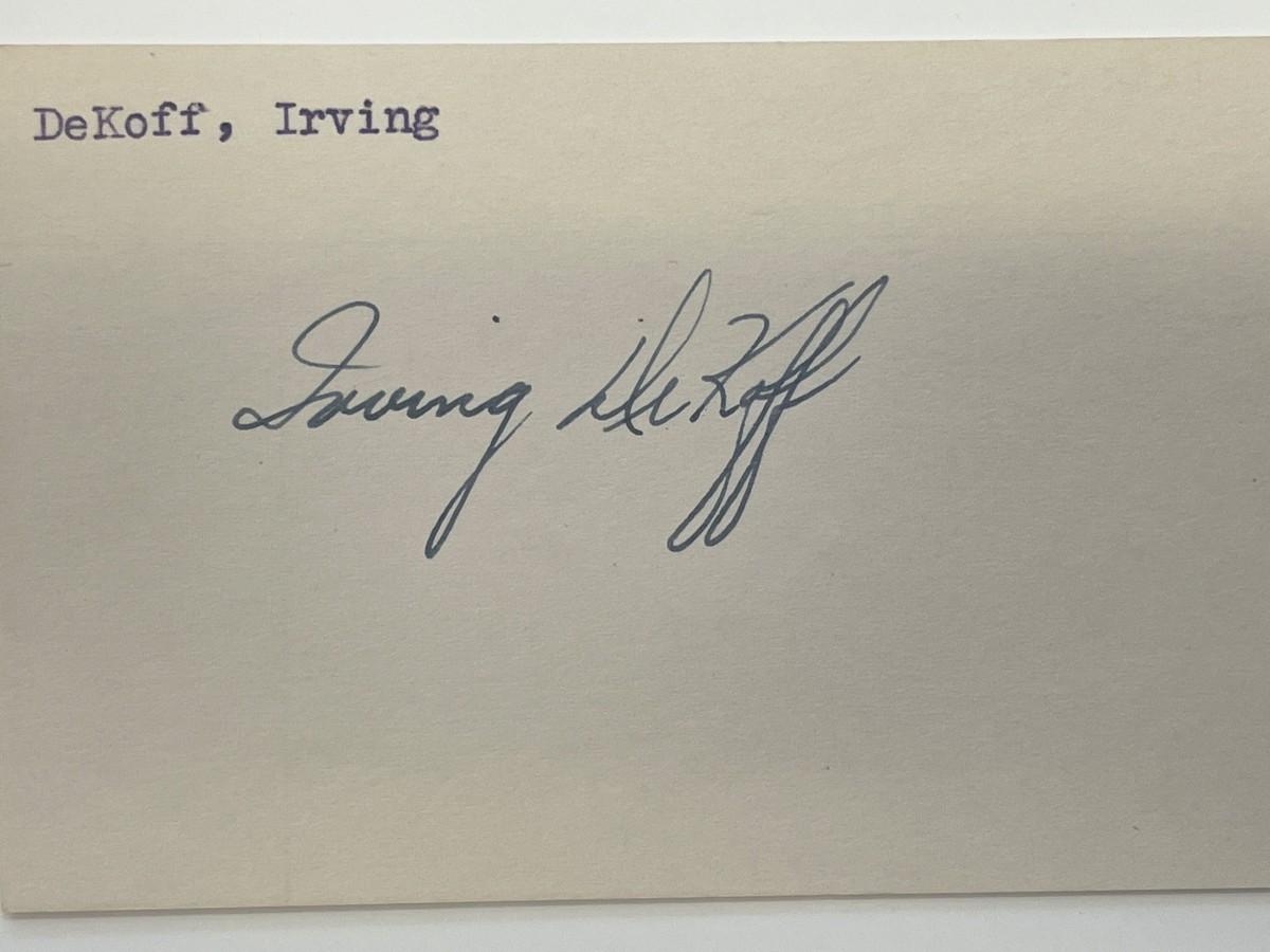 Fencing star Irving Dekoff autograph note | EstateSales.org
