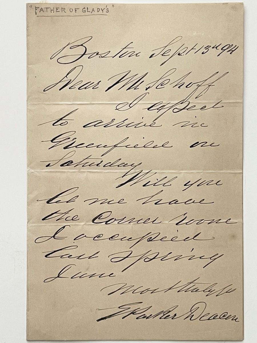 Edward Parker Deacon signed letter | EstateSales.org