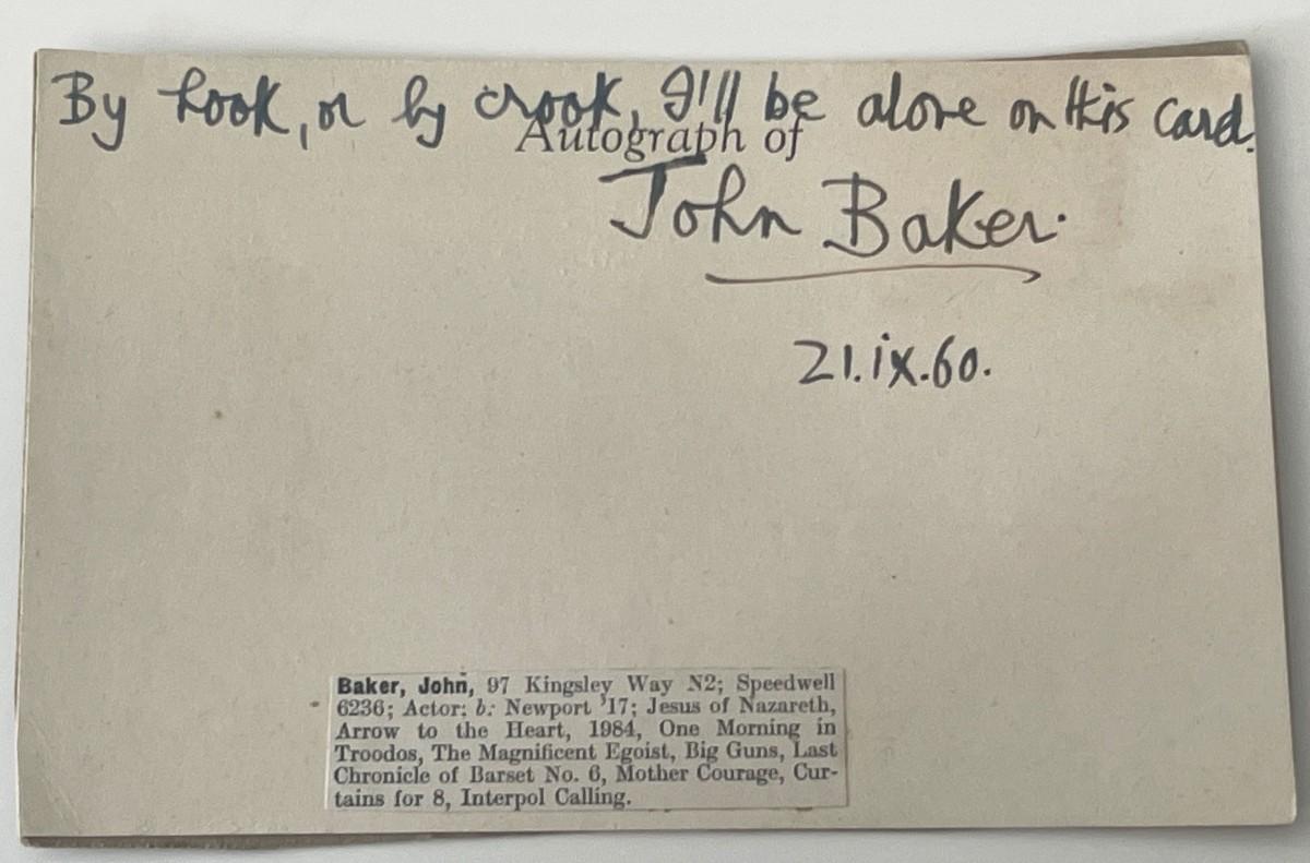 Actor John Baker autograph note | EstateSales.org