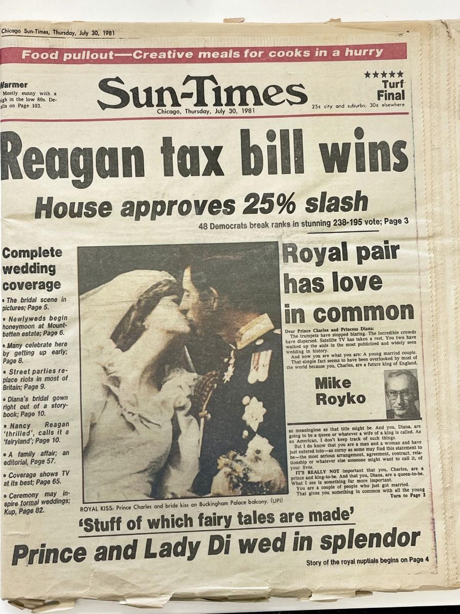 1981 Sun-Times Original Vintage Newspaper - Reagan Tax Bill Wins ...