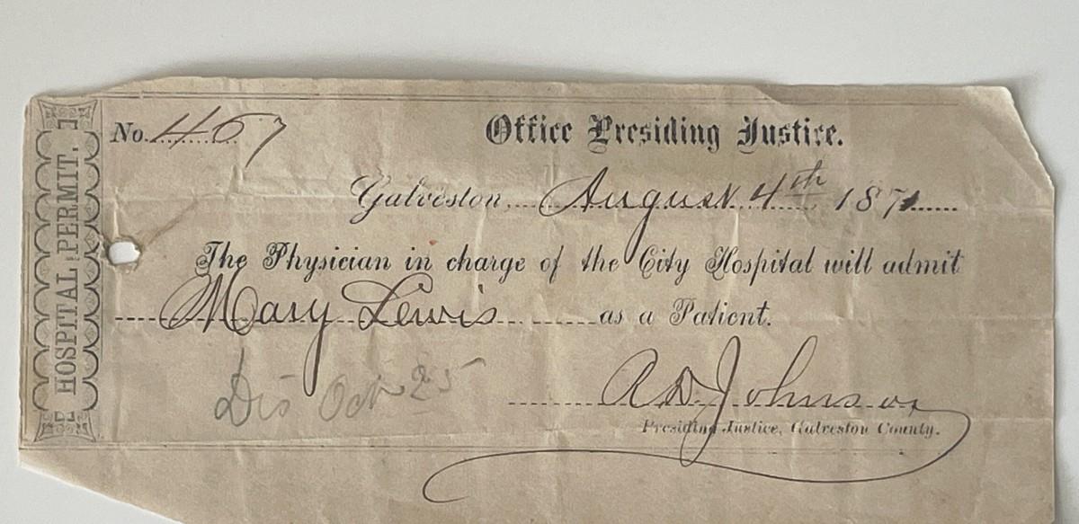 A.D. Johnson signed hospital permit | EstateSales.org