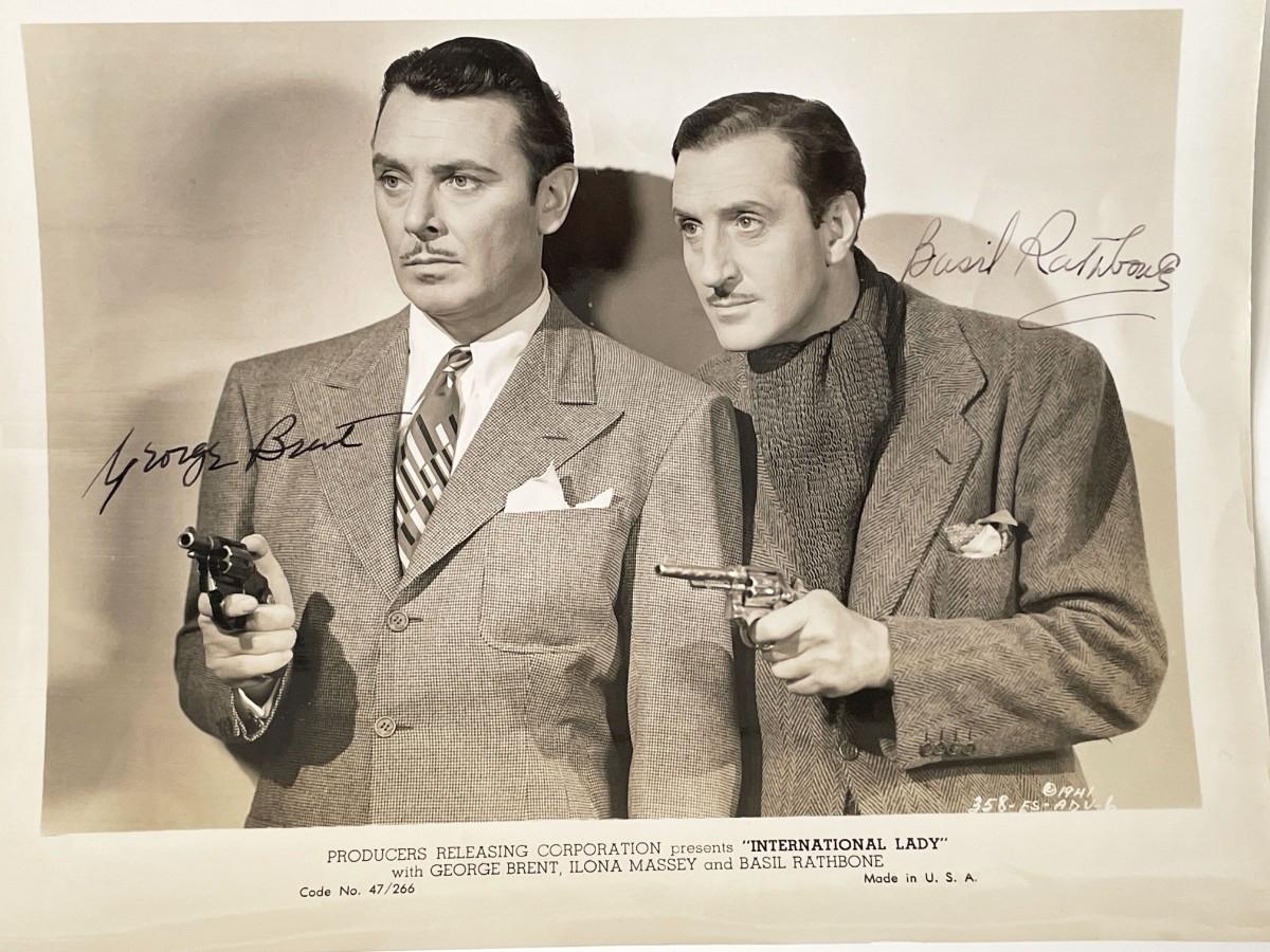International Lady actors George Brent and Basil Rathbone signed photo ...