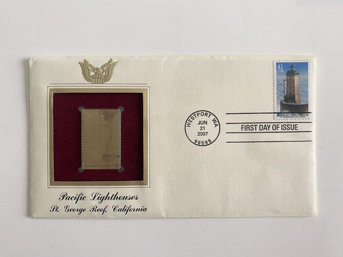 Pacific Lighthouses: St. George Reef, California Gold Stamp Replica ...